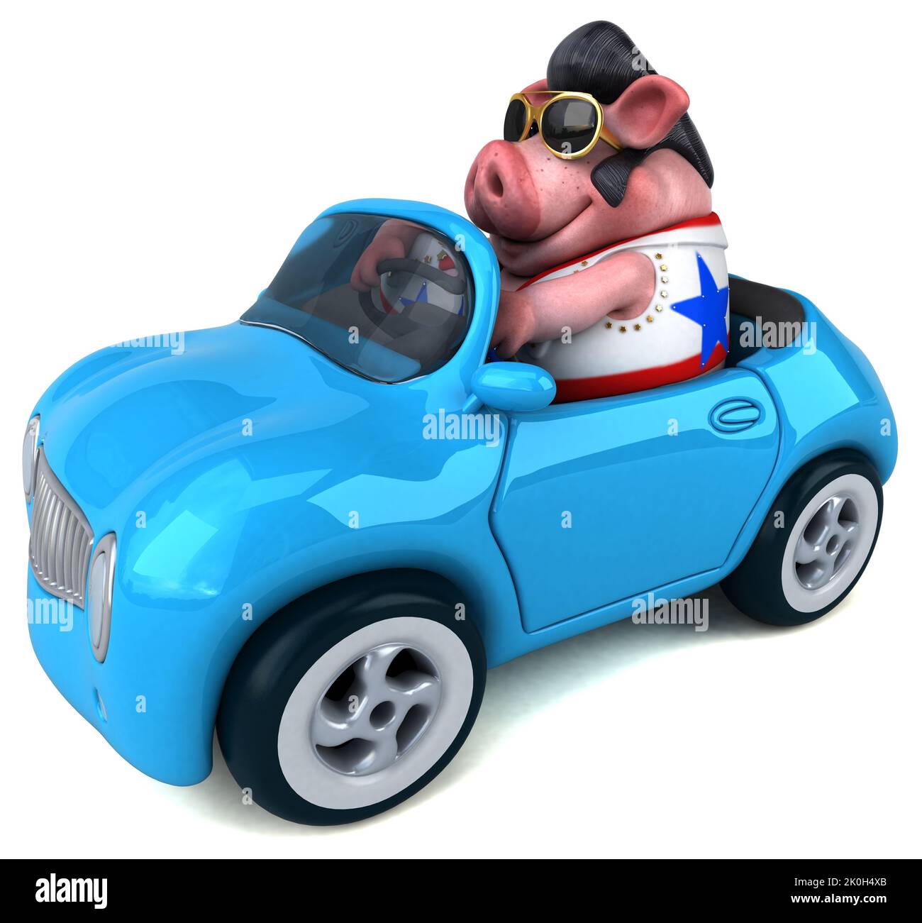 Fun 3D cartoon illustration of a pig rocker Stock Photo - Alamy