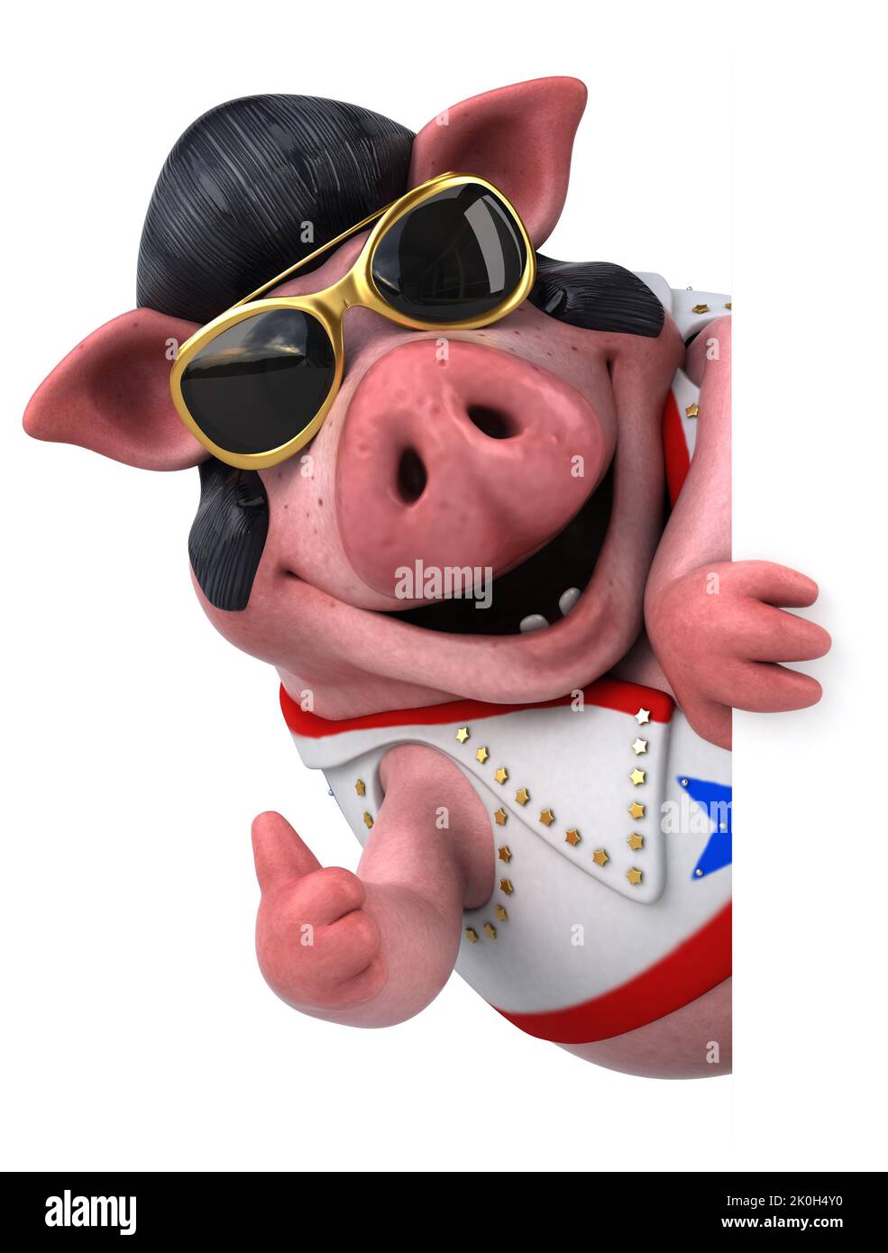 Fun 3D cartoon illustration of a pig rocker Stock Photo - Alamy