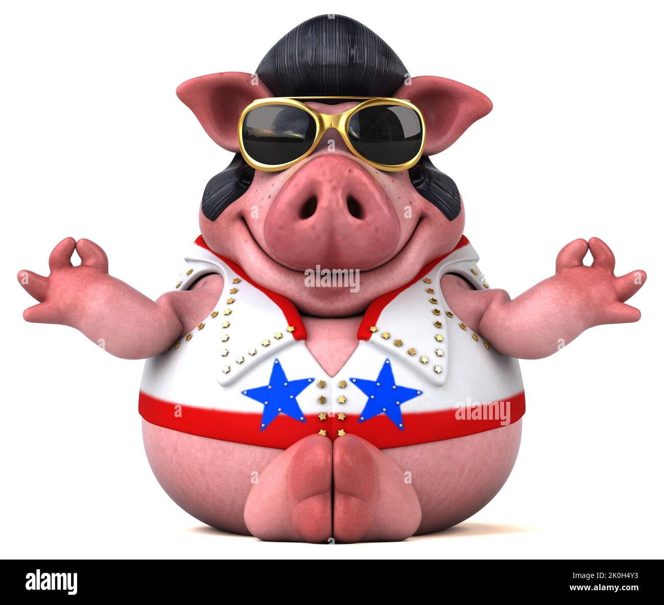 Fun 3D cartoon illustration of a pig rocker Stock Photo - Alamy