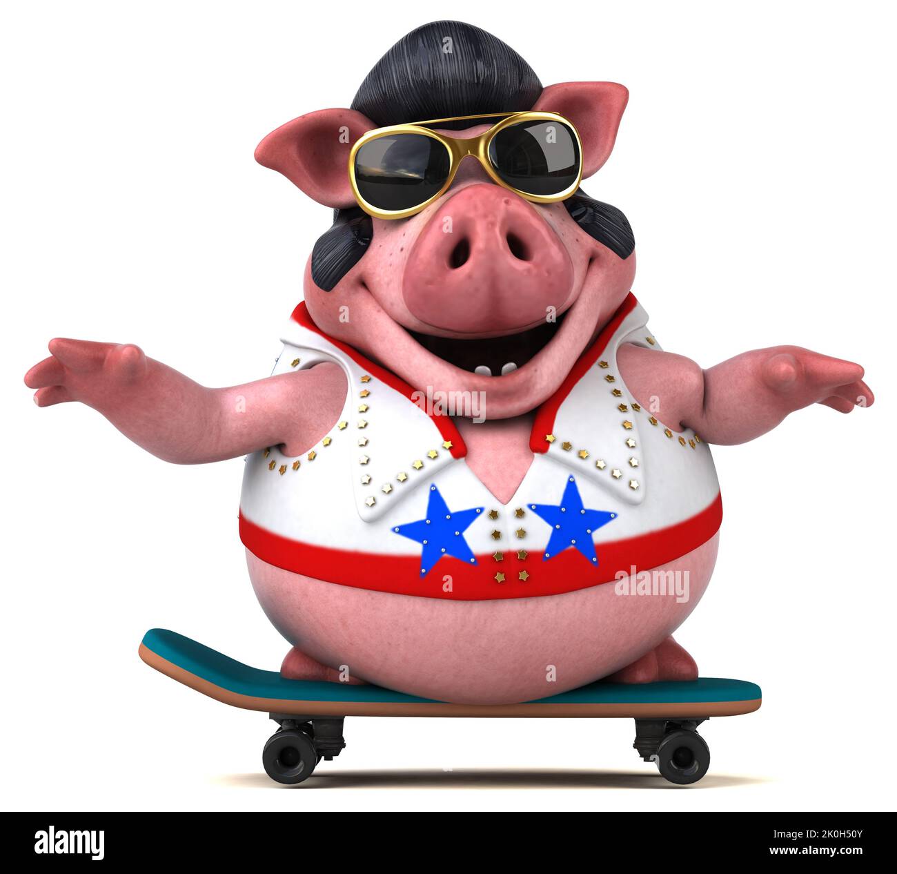 Fun 3D cartoon illustration of a pig rocker Stock Photo - Alamy