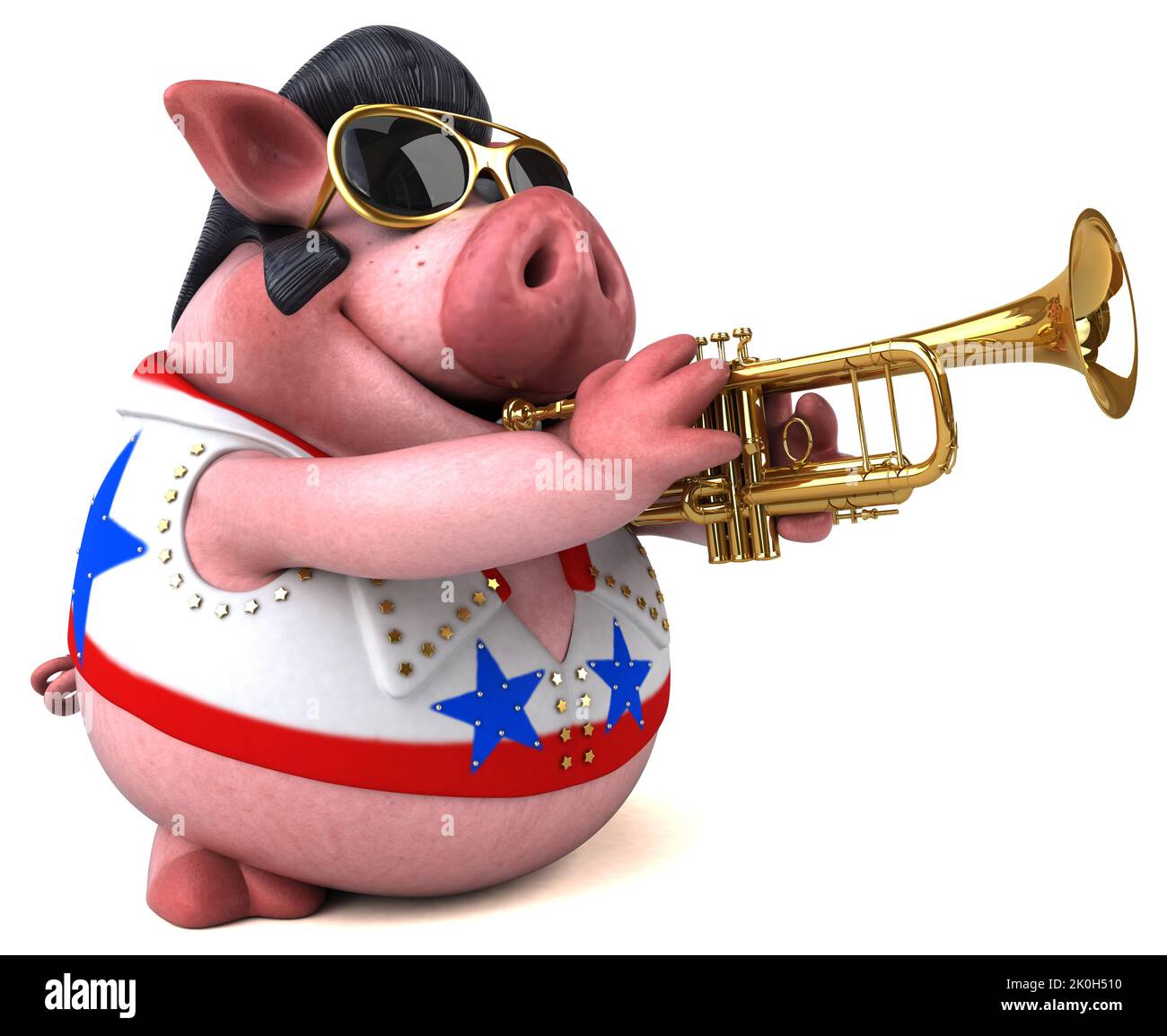 Fun 3D cartoon illustration of a pig rocker Stock Photo - Alamy