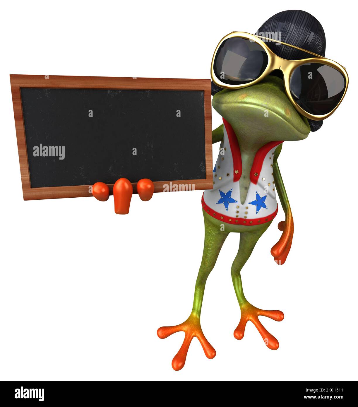 Fun 3D cartoon illustration of a frog rocker Stock Photo - Alamy