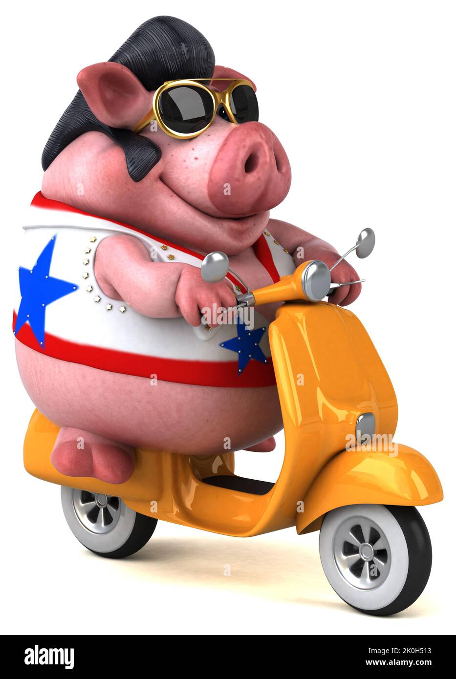 Fun 3D cartoon illustration of a pig rocker Stock Photo - Alamy