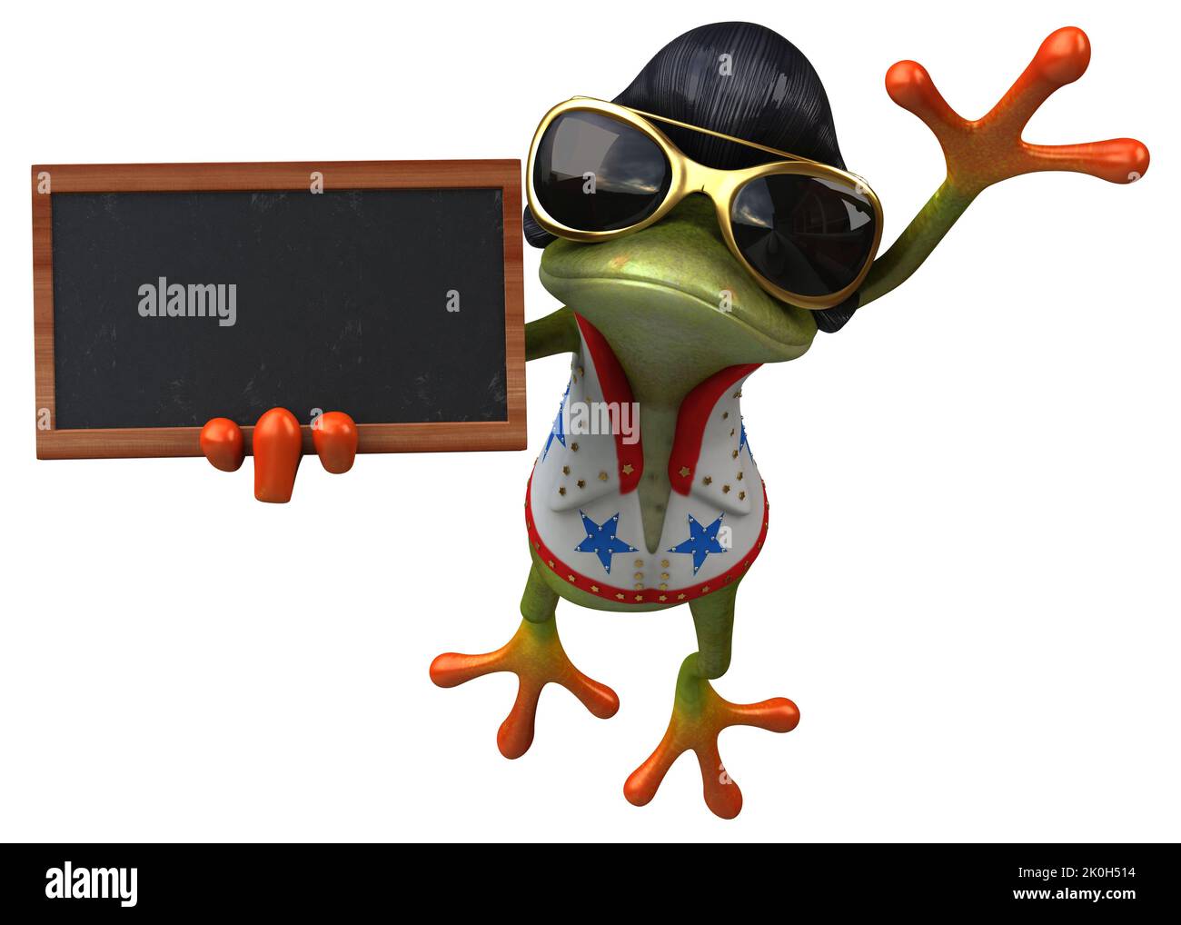 Fun 3D cartoon illustration of a frog rocker Stock Photo - Alamy