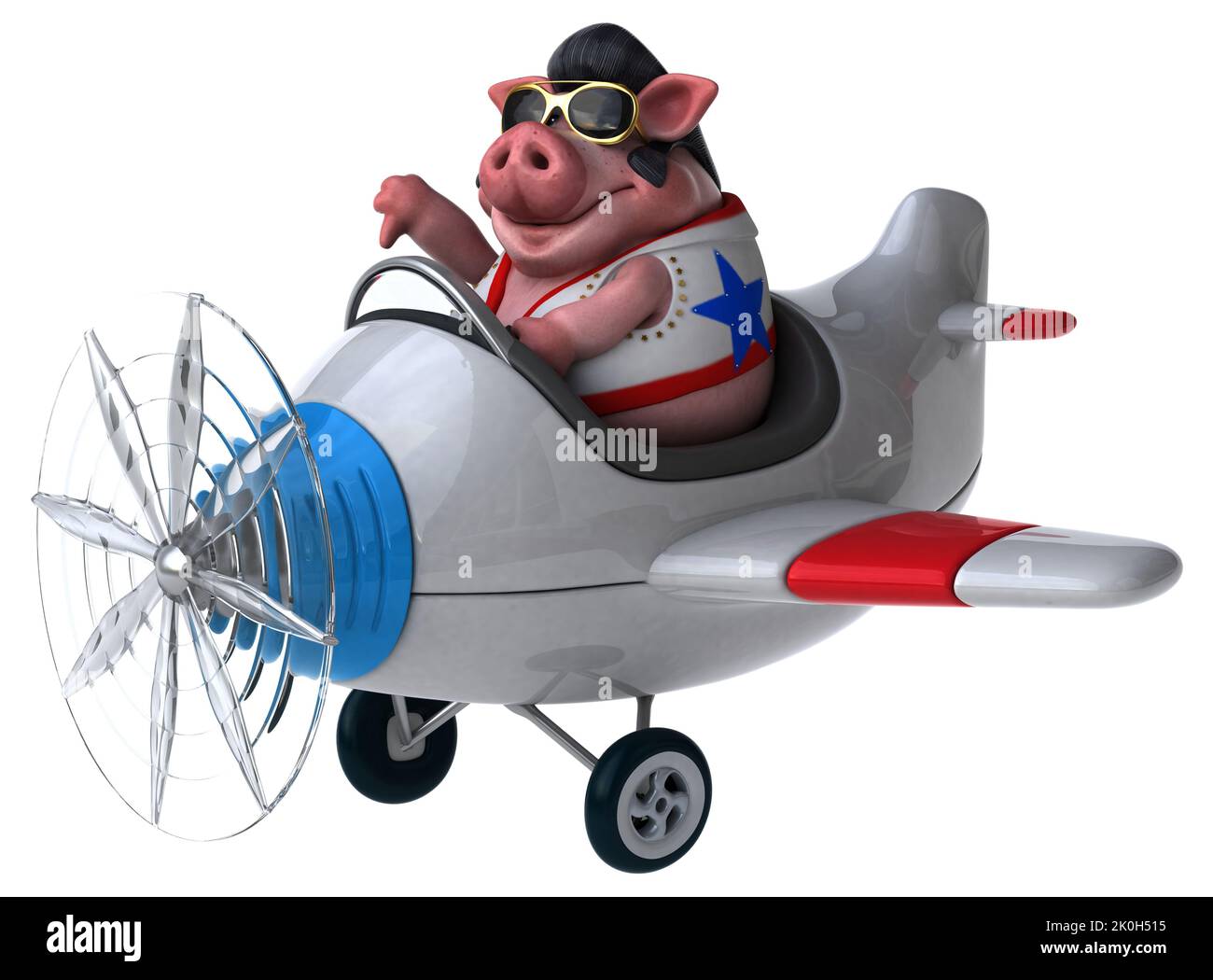 Fun 3D cartoon illustration of a pig rocker Stock Photo - Alamy