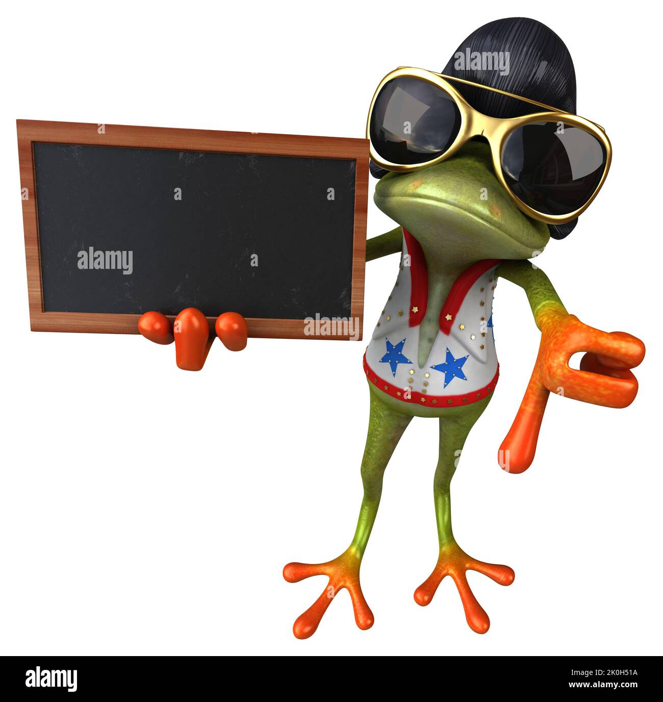 Fun 3D cartoon illustration of a frog rocker Stock Photo - Alamy