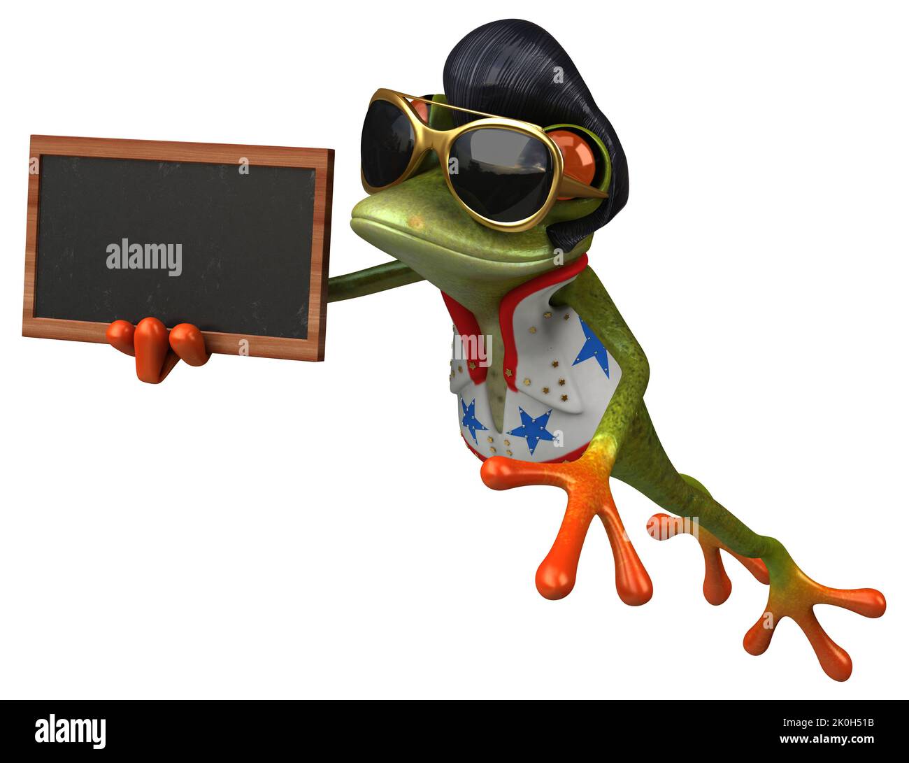Fun 3D cartoon illustration of a frog rocker Stock Photo - Alamy