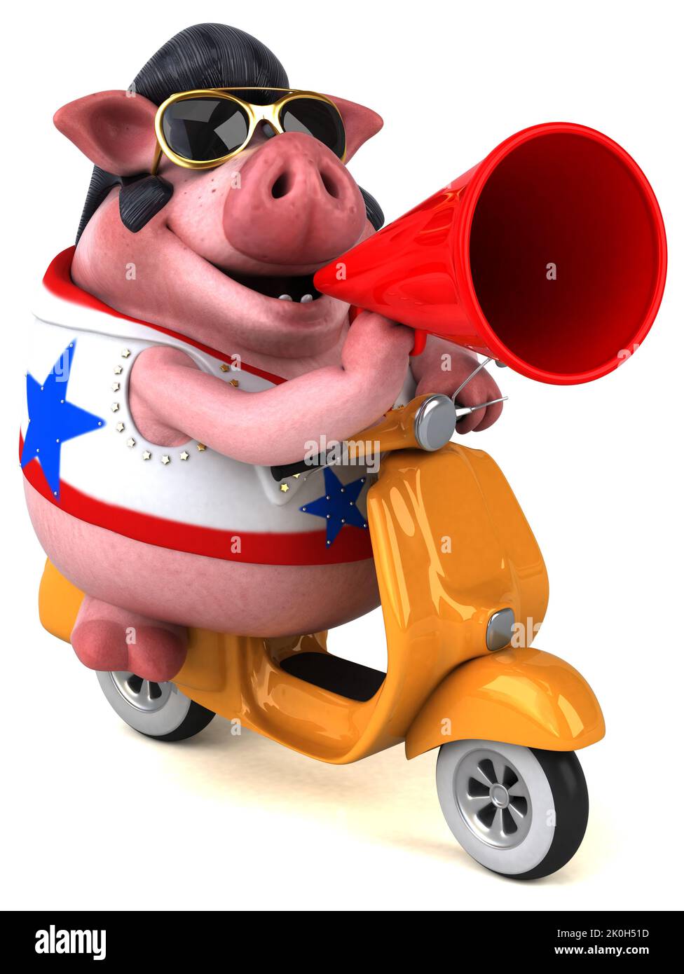 Fun 3D cartoon illustration of a pig rocker Stock Photo - Alamy