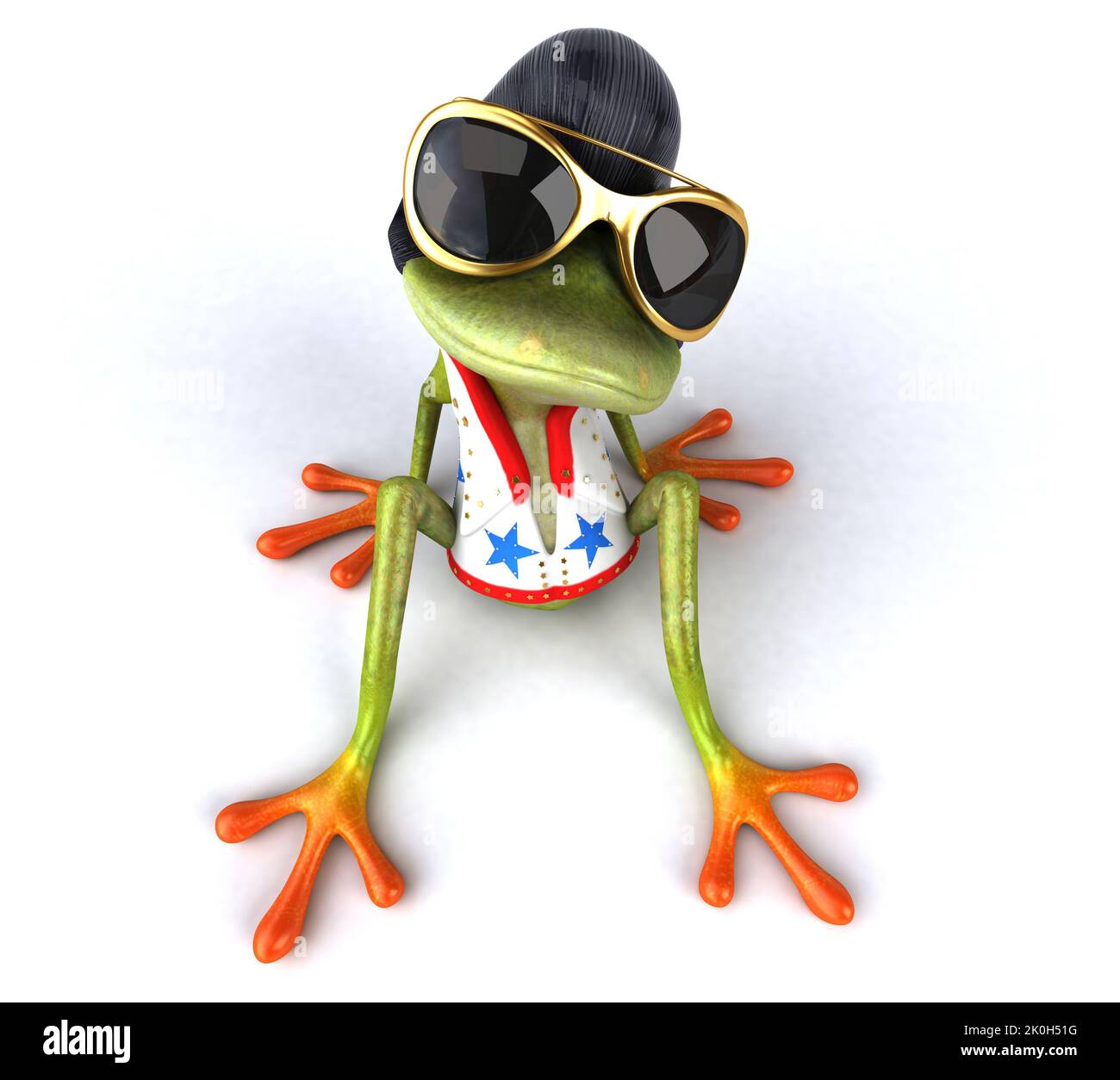 Fun 3D cartoon illustration of a frog rocker Stock Photo - Alamy
