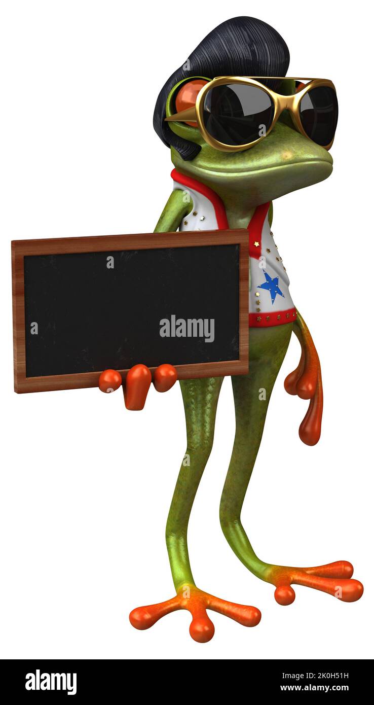 Fun 3D cartoon illustration of a frog rocker Stock Photo - Alamy