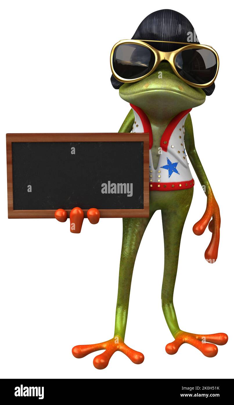 Fun 3D cartoon illustration of a frog rocker Stock Photo - Alamy