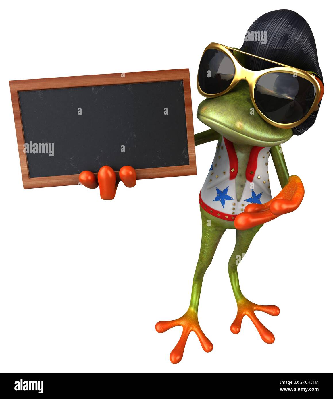 Fun 3D cartoon illustration of a frog rocker Stock Photo - Alamy