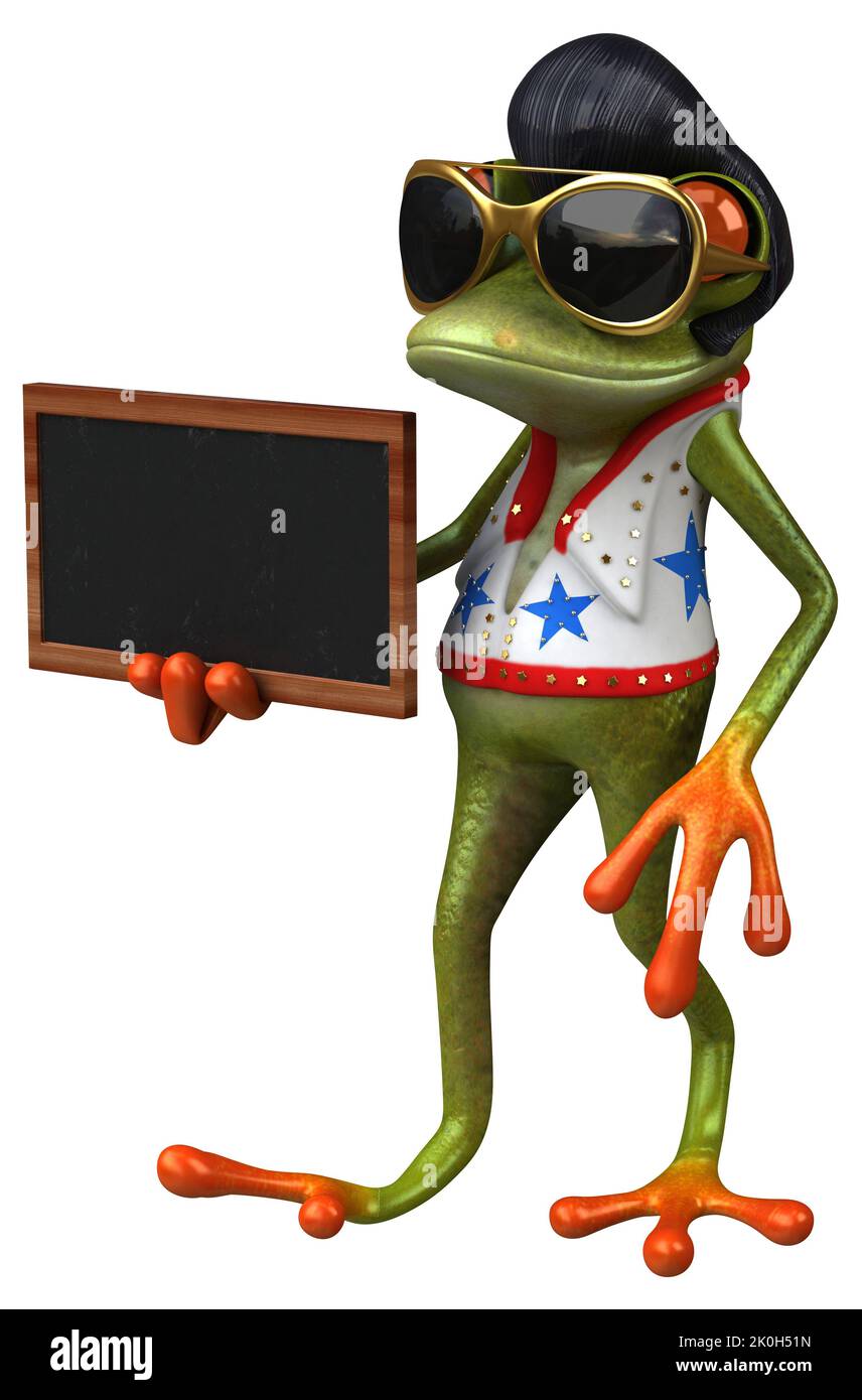 Fun 3D cartoon illustration of a frog rocker Stock Photo - Alamy