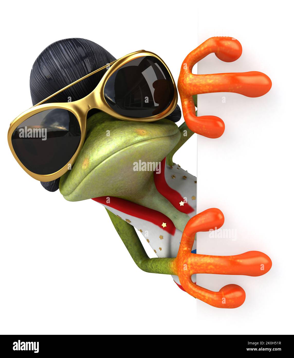 Fun 3D cartoon illustration of a frog rocker Stock Photo - Alamy