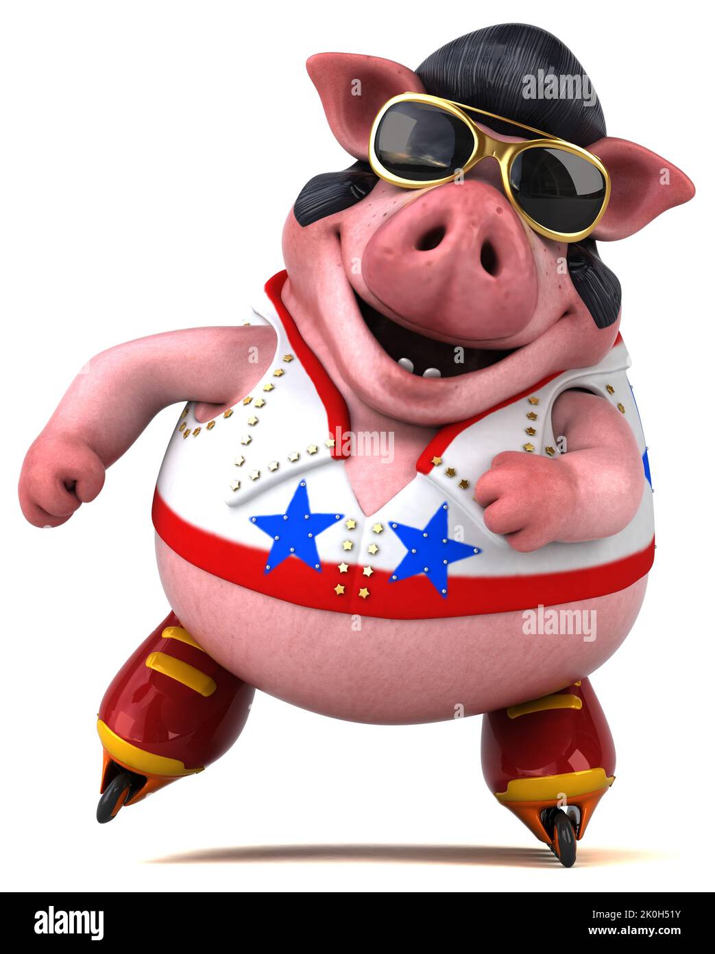 Fun 3D cartoon illustration of a pig rocker Stock Photo - Alamy