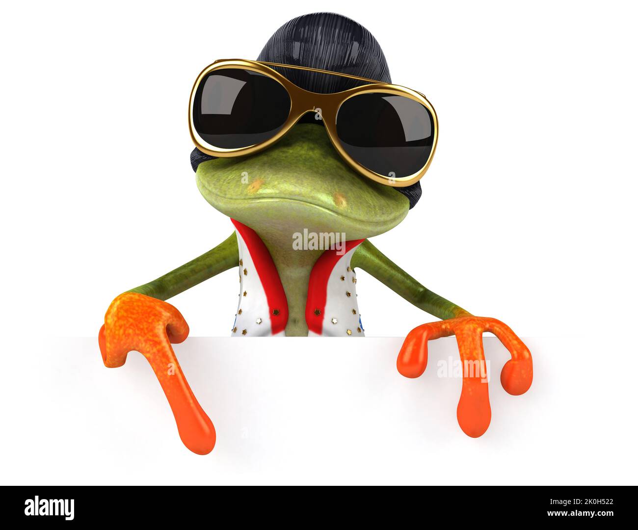 Fun 3D cartoon illustration of a frog rocker Stock Photo - Alamy