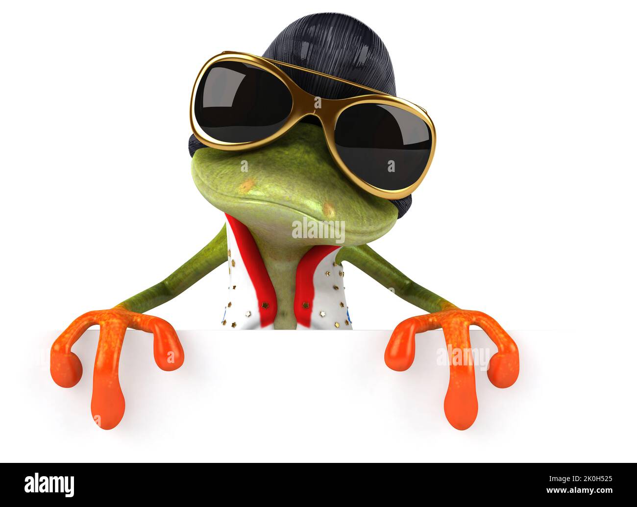 Fun 3D cartoon illustration of a frog rocker Stock Photo - Alamy