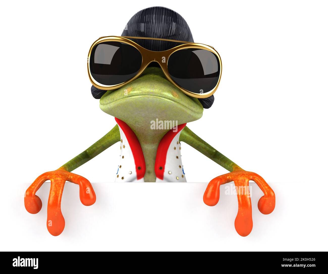 Fun 3D cartoon illustration of a frog rocker Stock Photo - Alamy