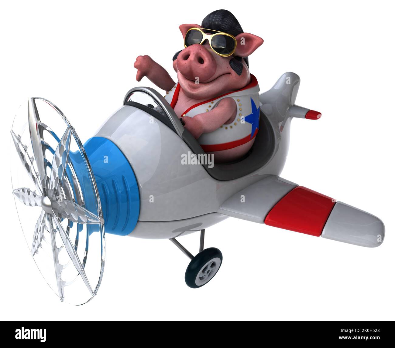 Fun 3D cartoon illustration of a pig rocker Stock Photo - Alamy