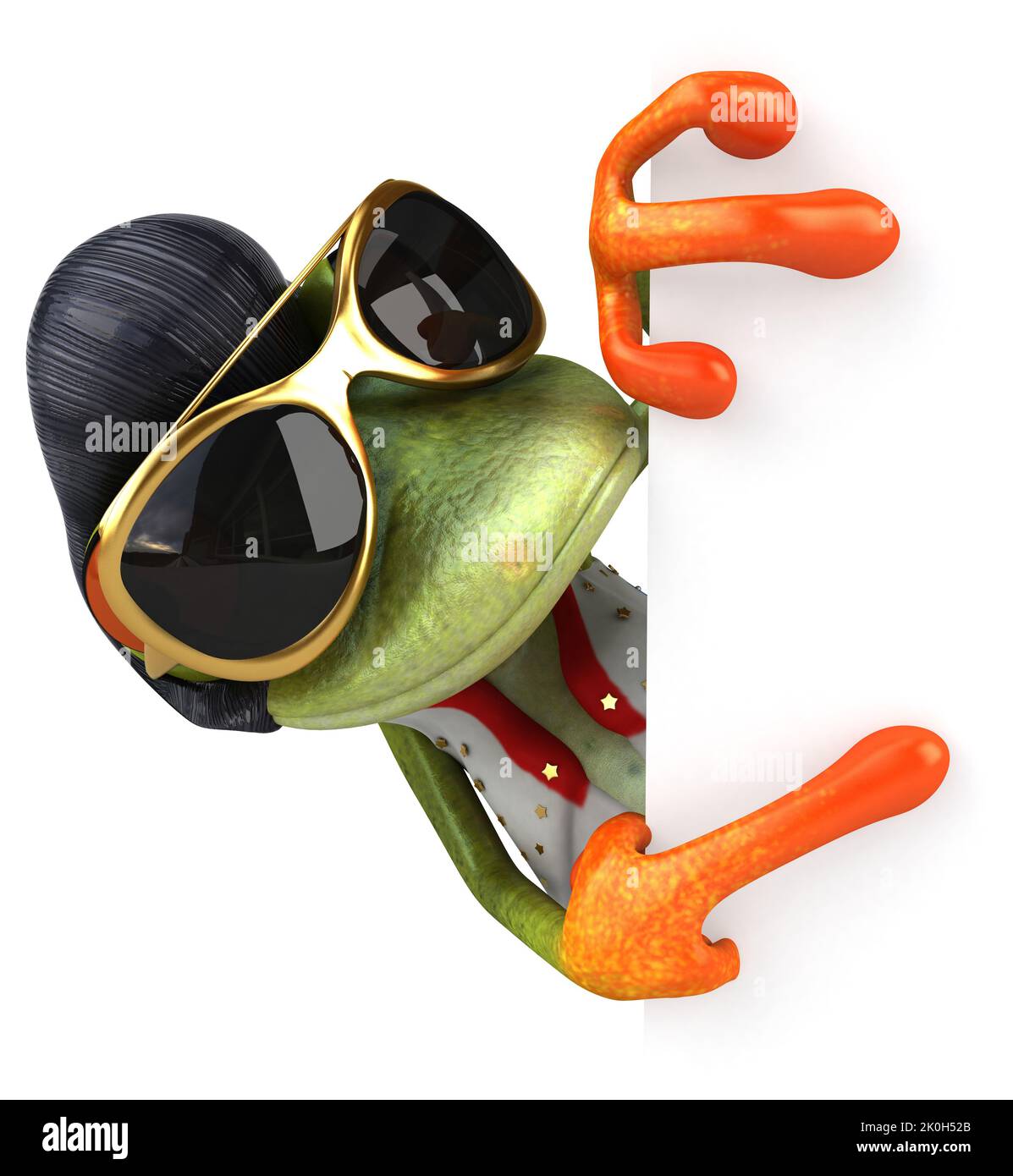 Fun 3D cartoon illustration of a frog rocker Stock Photo - Alamy
