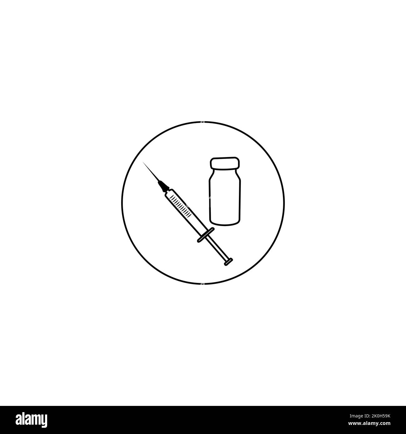 Vaccine sign. Syringe and vaccine vial flat icons. Isolated vector ...