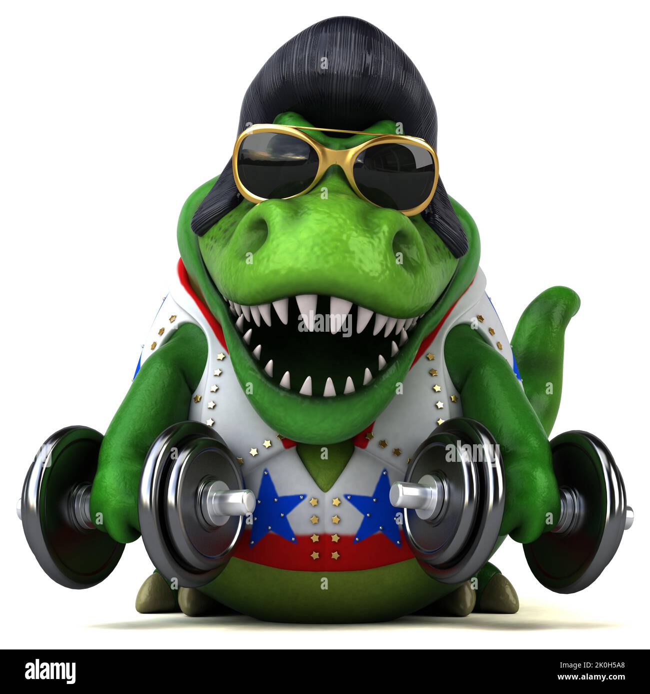 Fun 3D cartoon illustration of a Trex rocker Stock Photo - Alamy