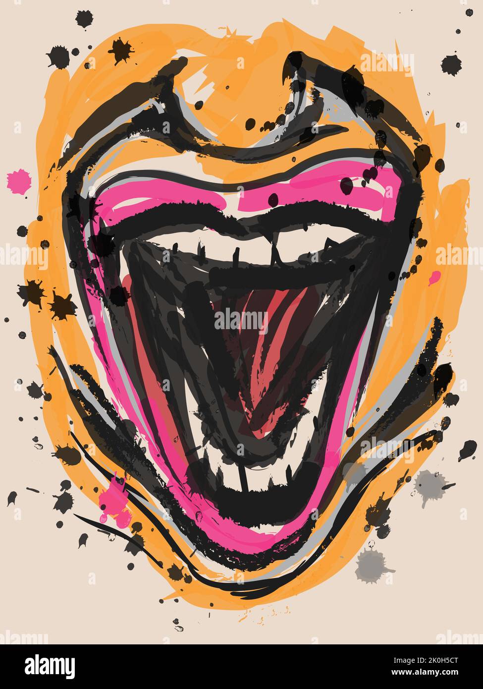 Screaming, open mouth screaming, vector illustration Stock Vector Image ...