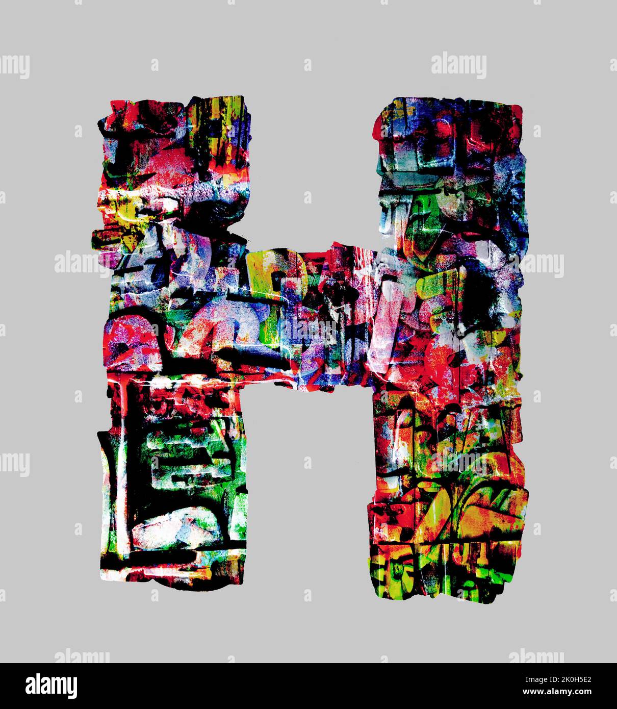 lots of small wooden letters to make up the letter H Stock Photo - Alamy