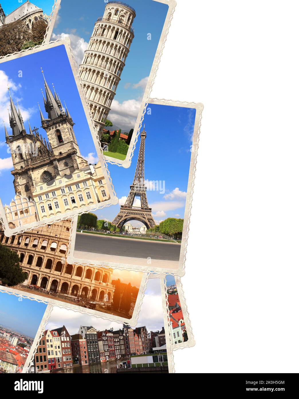 Vintage photos of european landmarks. Eiffel tower in Paris, Leaning ...