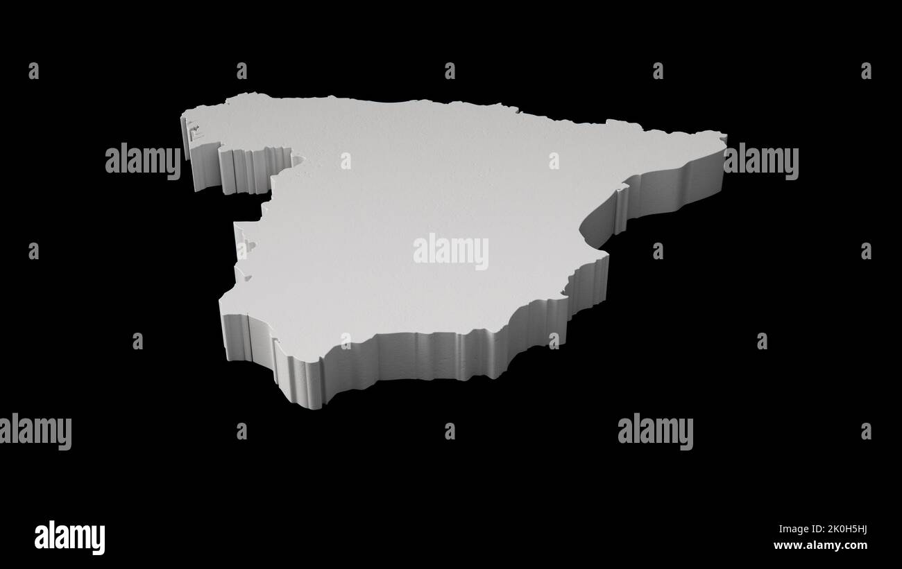 A 3D rendering of the Spain map Geography Cartography and topology ...