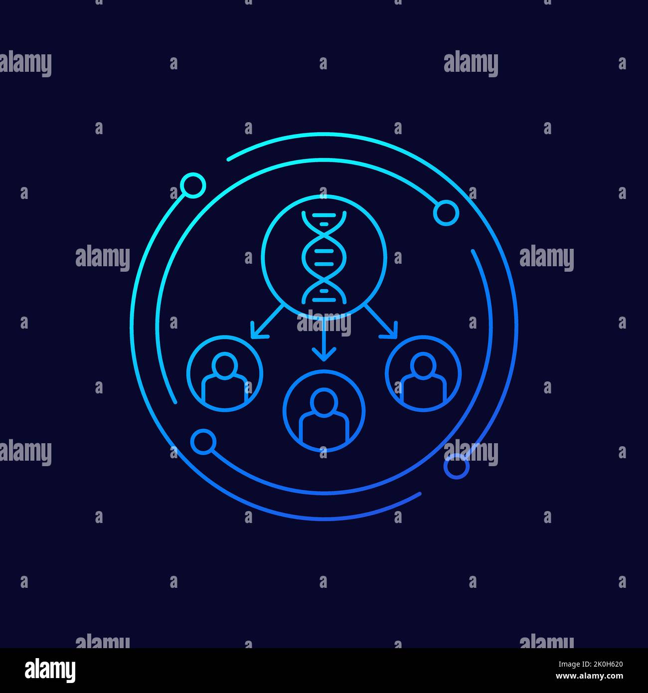 genetics line icon, dna strand and people vector Stock Vector Image ...