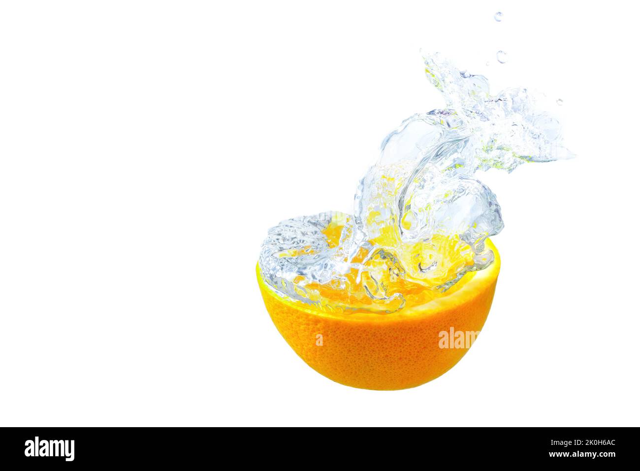 Halved orange dropped in water isolated on white background Stock Photo ...