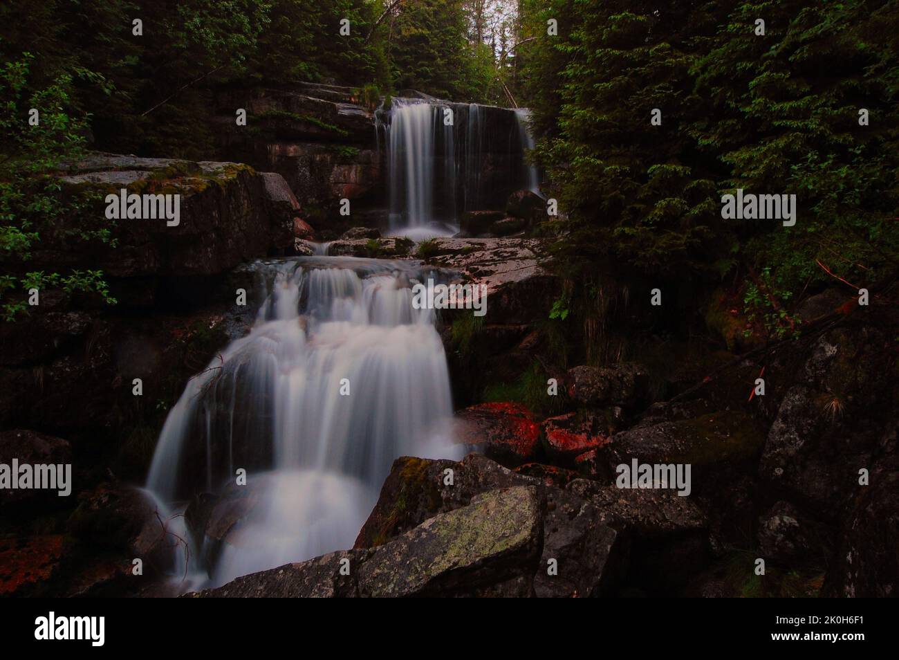 A beautiful shot f two little waterfalls for ideal background Stock ...
