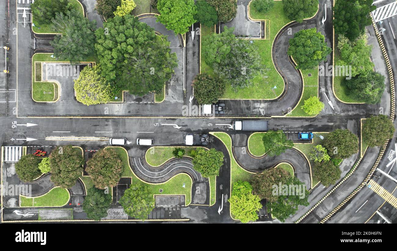 An aerial view of driving training ground Stock Photo - Alamy