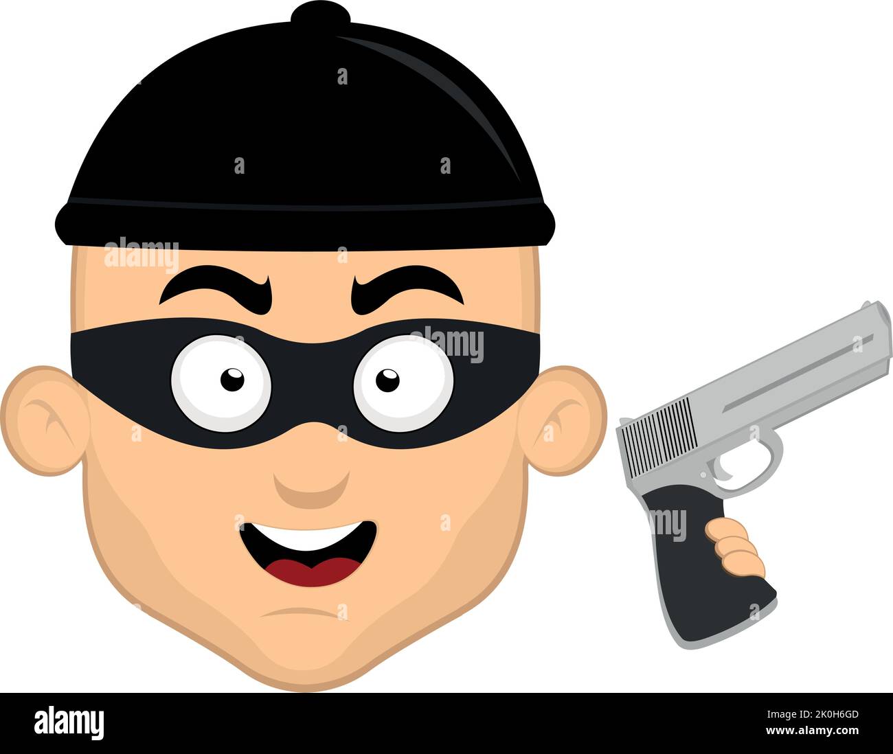 Vector illustration of the face of a cartoon thief man, with a mask ...