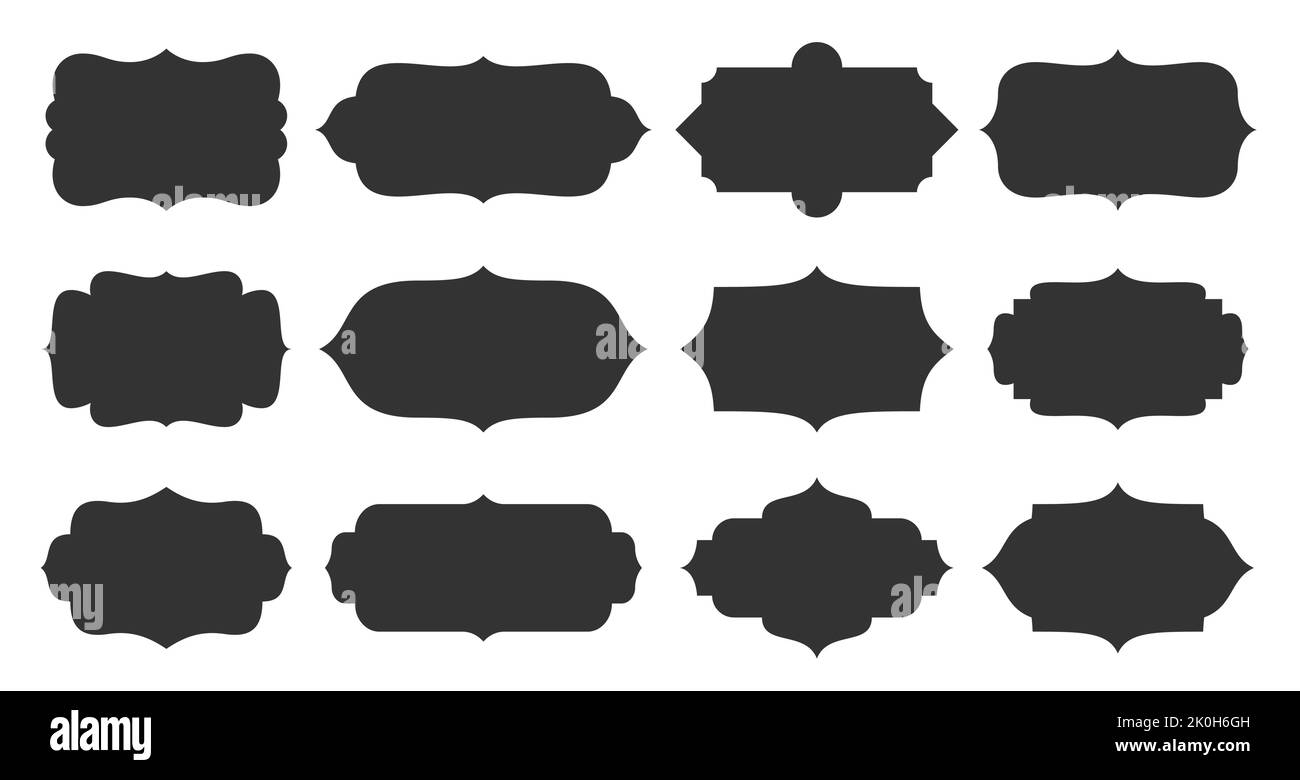 Ornate vintage label frames set. Old style design labels, decorative ...