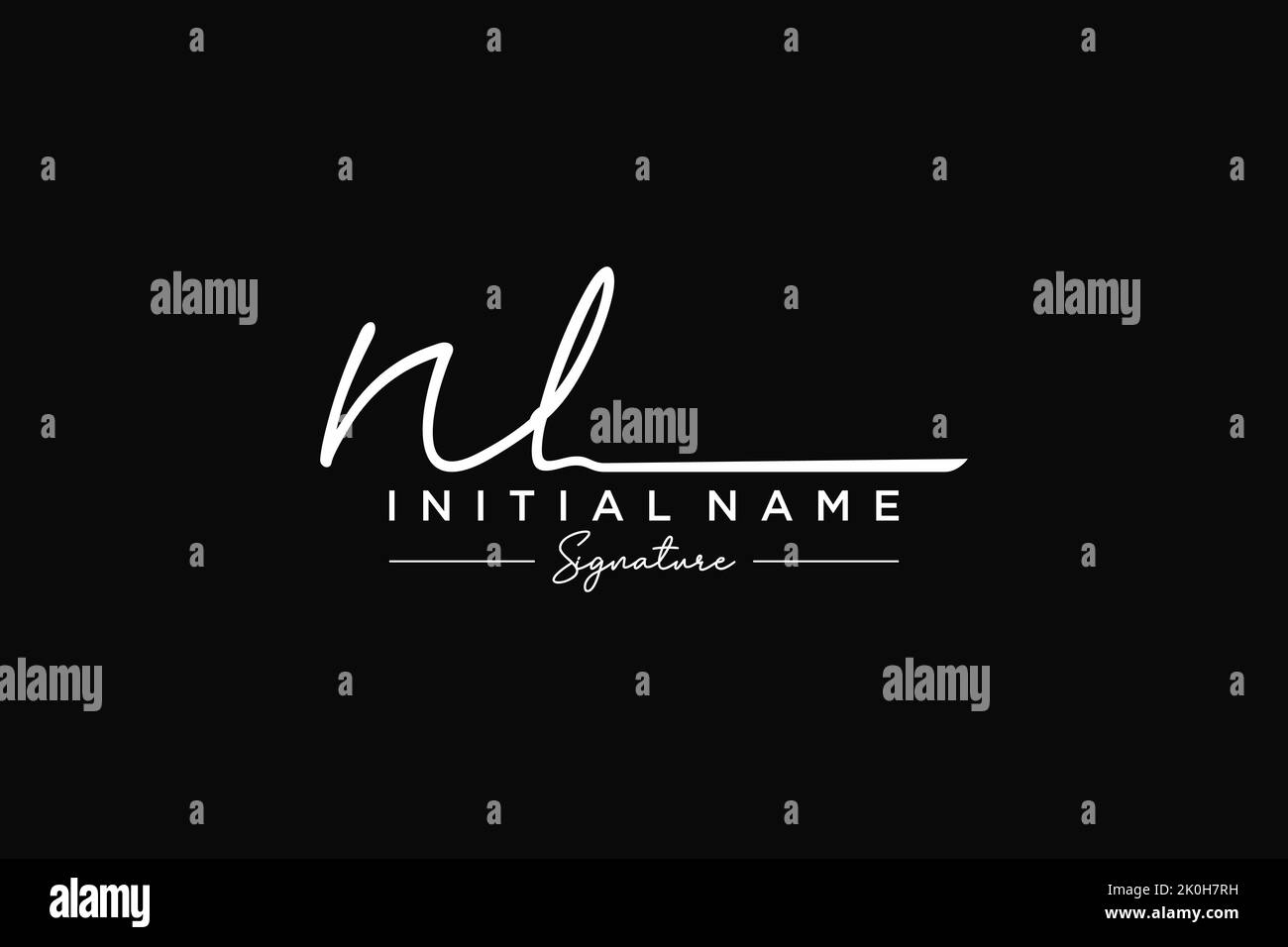 Nl Signature Logo Template Vector Hand Drawn Calligraphy Lettering Vector Illustration Stock