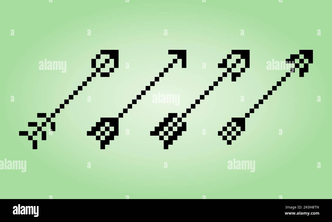 8 bit pixel of arrow weapon. vector Illustration for game asset Stock ...