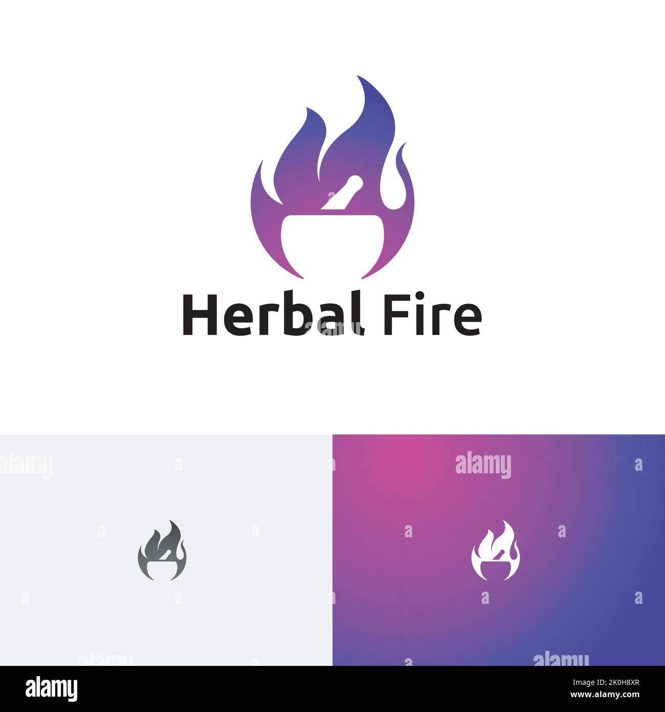 Herbal Fire Traditional Natural Medicine Flame Flare Medical Logo Stock ...