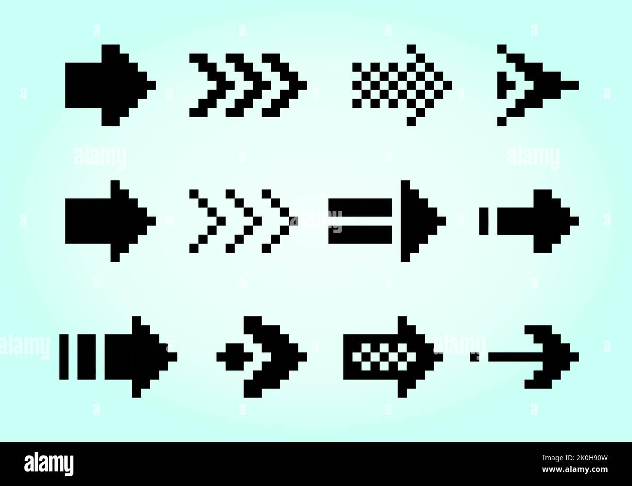 Arrow collection pixels. Vector illustration of 8 bit game assets Stock ...