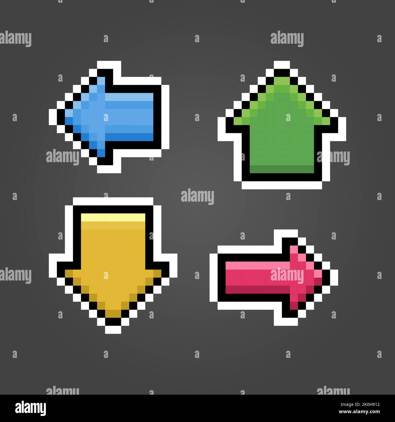 Arrow collection pixels. Vector illustration of 8 bit game assets Stock ...