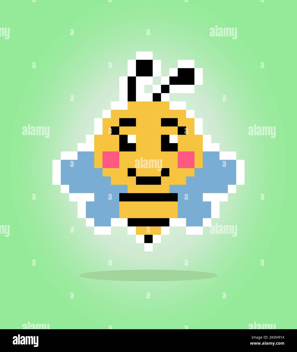 Pixel 8 bit bee. Animal game assets in vector illustration Stock Vector ...