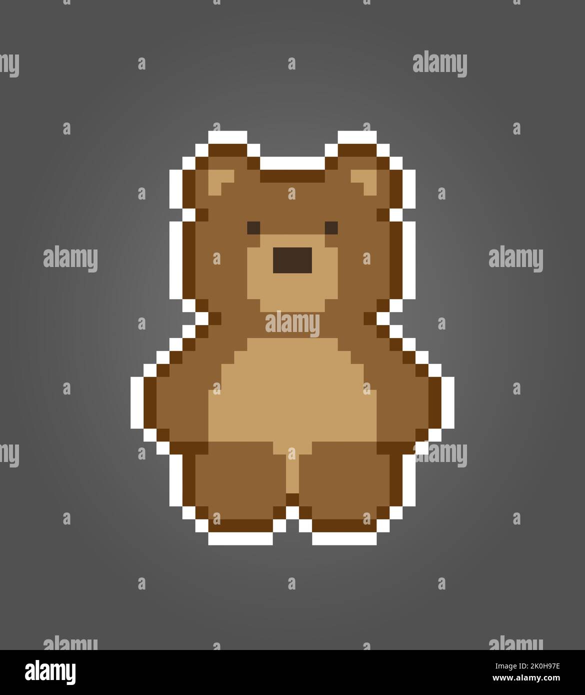 Pixel 8 bit brown bear sitting. Animal game assets in vector illustration Stock Vector Image ...