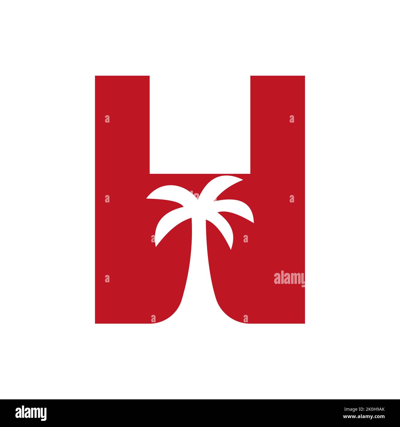 Letter H Palm Tree Logo Design Concept For Travel Beach Landscape Icon ...