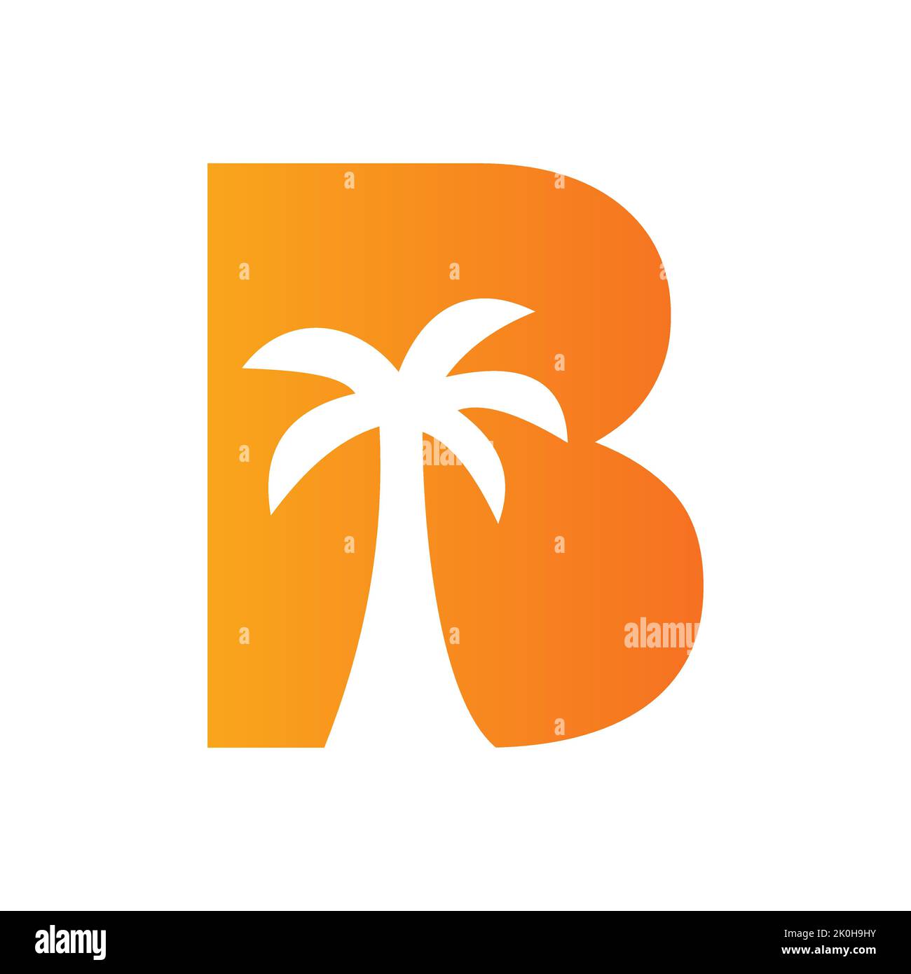 Letter B Palm Tree Logo Design Concept For Travel Beach Landscape Icon ...