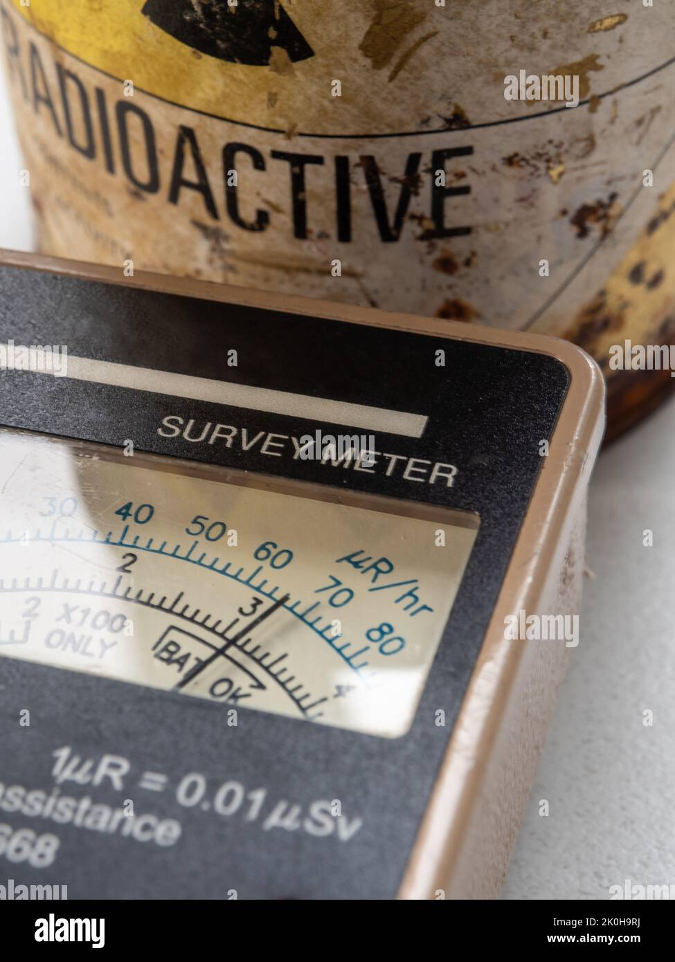 Hand-held radiation survey instrument detecting on radioactive material ...