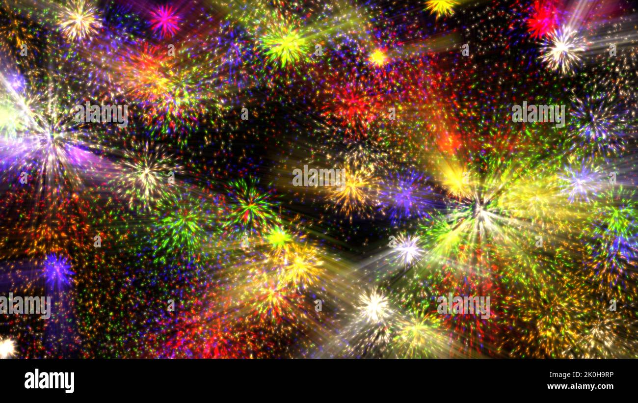 fireworks color light illustration isolated on black background Stock ...