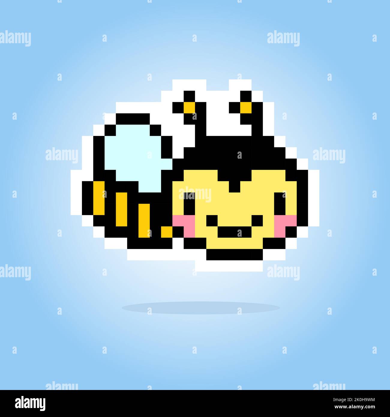 Pixel 8 bit bee. Animal game assets in vector illustration Stock Vector ...