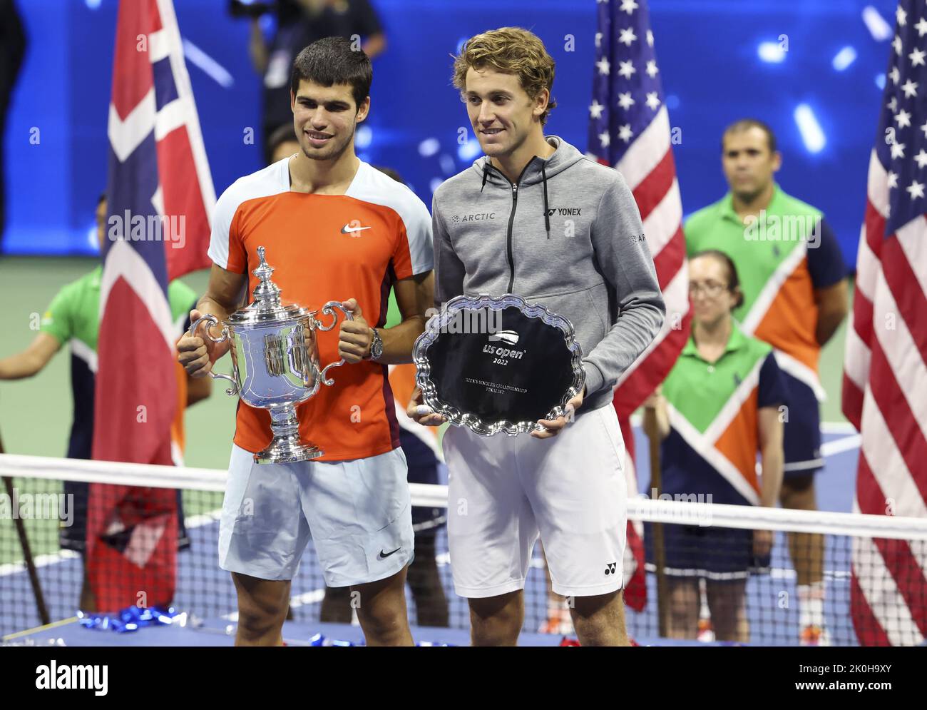 September 11, 2022, Rome, USA: Winner Carlos Alcaraz of Spain, finalist ...