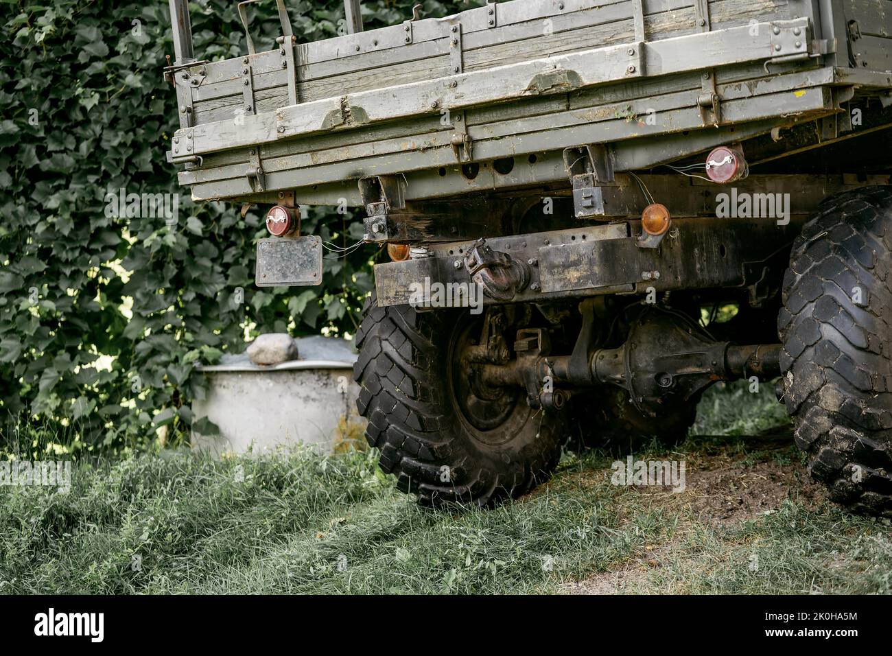 military vehicle for transporting people rear view Stock Photo - Alamy